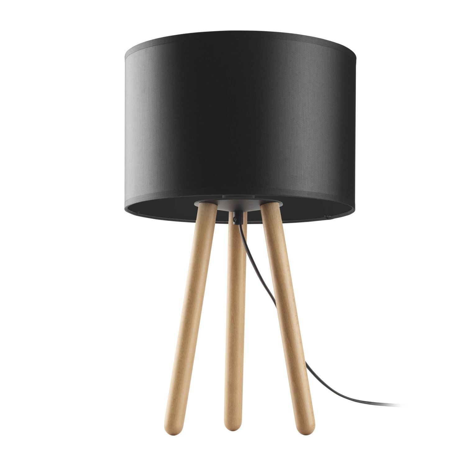 Vorschau: Tischlampe Dreibein 46 cm Skandinavisch Holz Stoff E27