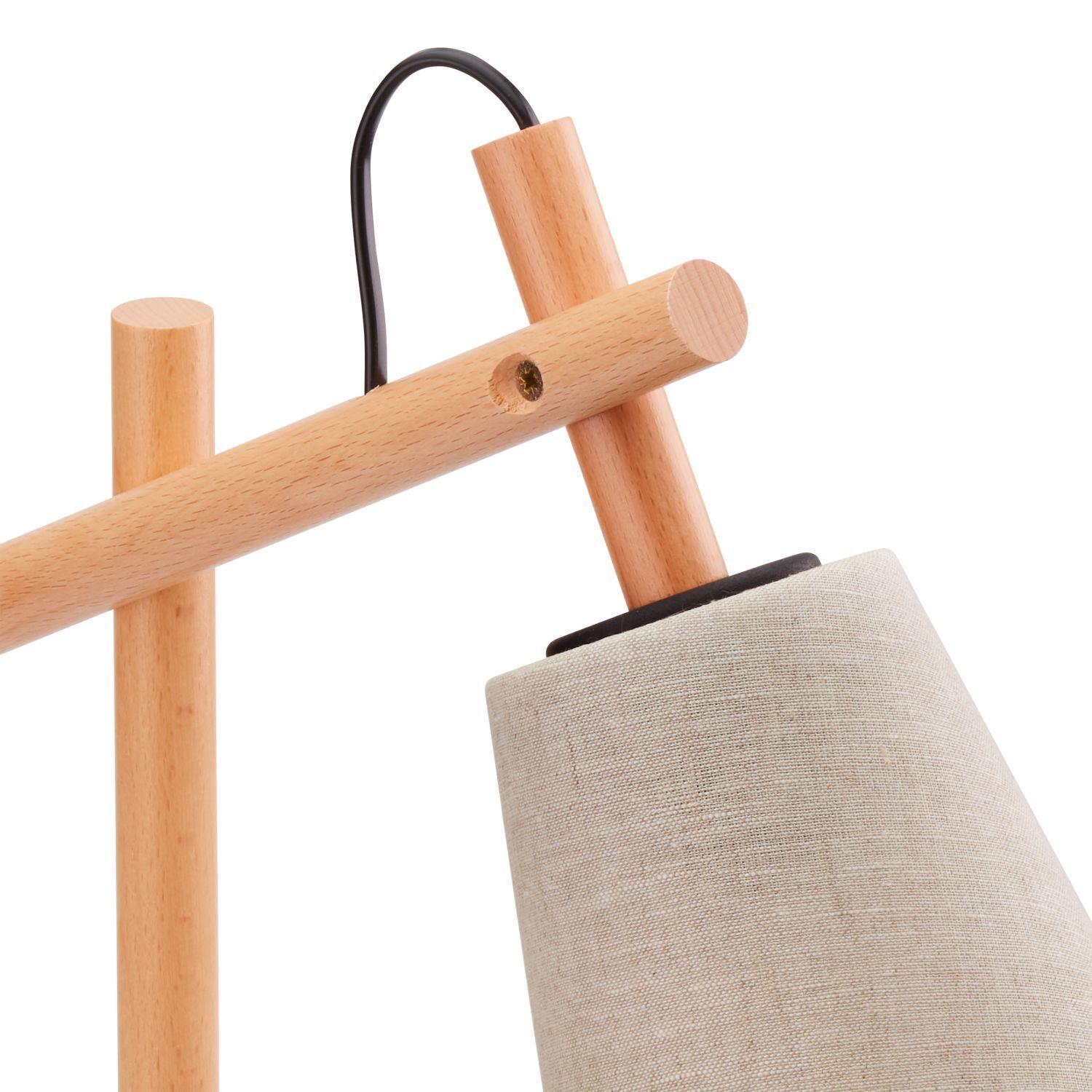 Vorschau: Tischlampe Skandinavisch Holz Leinen 46 cm E27