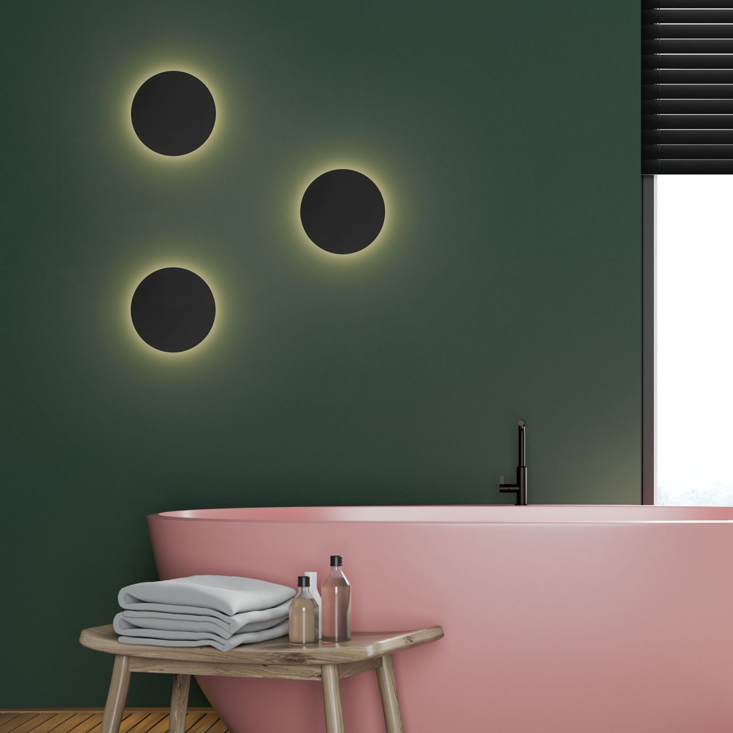 Vorschau: Wandlampe rund flach Ø 20 cm Modern Metall Schwarz