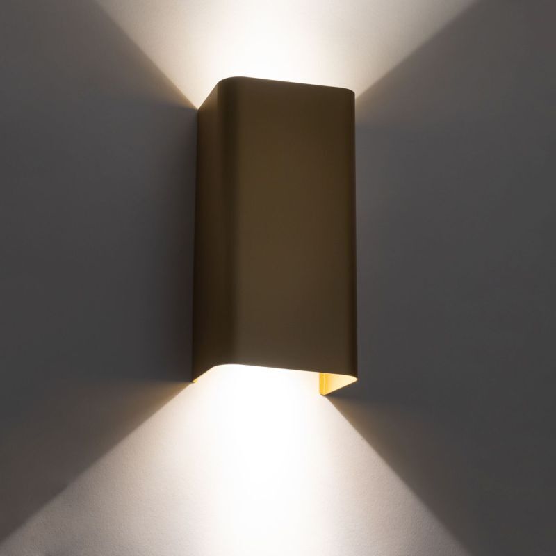 Wandlampe 2-flammig Up Down in Gold GU10 flach Wand Treppe Leuchte