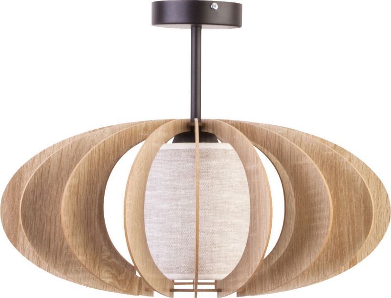 Hängelampe Eiche Holz Stoff Ø44 cm bis 0,9 m wohnlich Leuchte