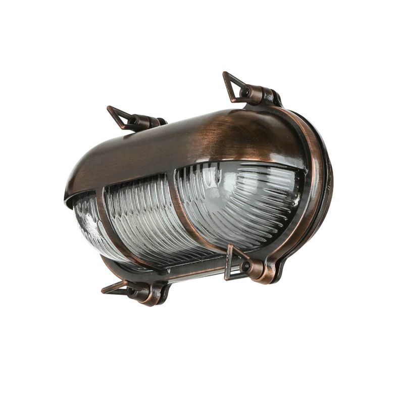 Wandlampe Messing Riffelglas IP64 rostfrei E27 außen Leuchte