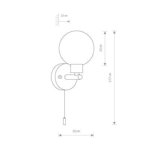 Badlampe Wand IP44 Schwarz Weiß G9 Zugschalter Kugelschirm Leuchte