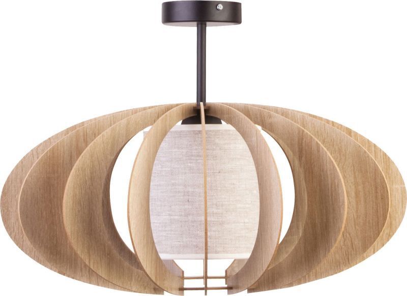 Hängelampe Eiche Holz Stoff Ø44 cm bis 0,9 m wohnlich Leuchte